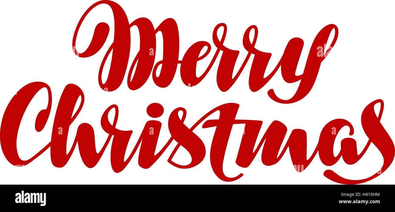 Merry Christmas handwritten lettering. Vector calligraphy element for ...