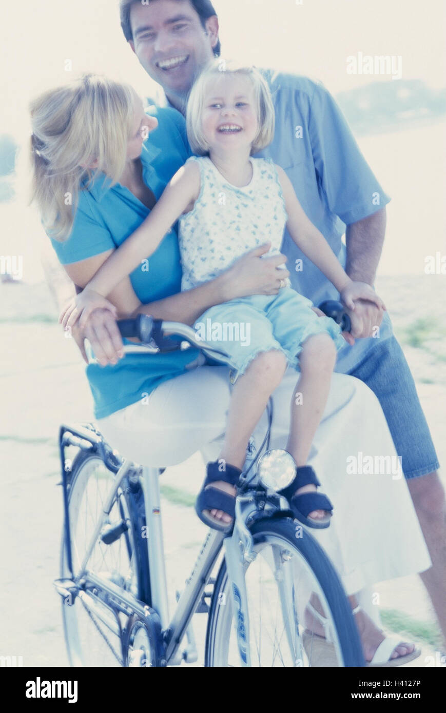 Nut, subsidiary, bicycle, sit, push father, laugh, outside, summer ...