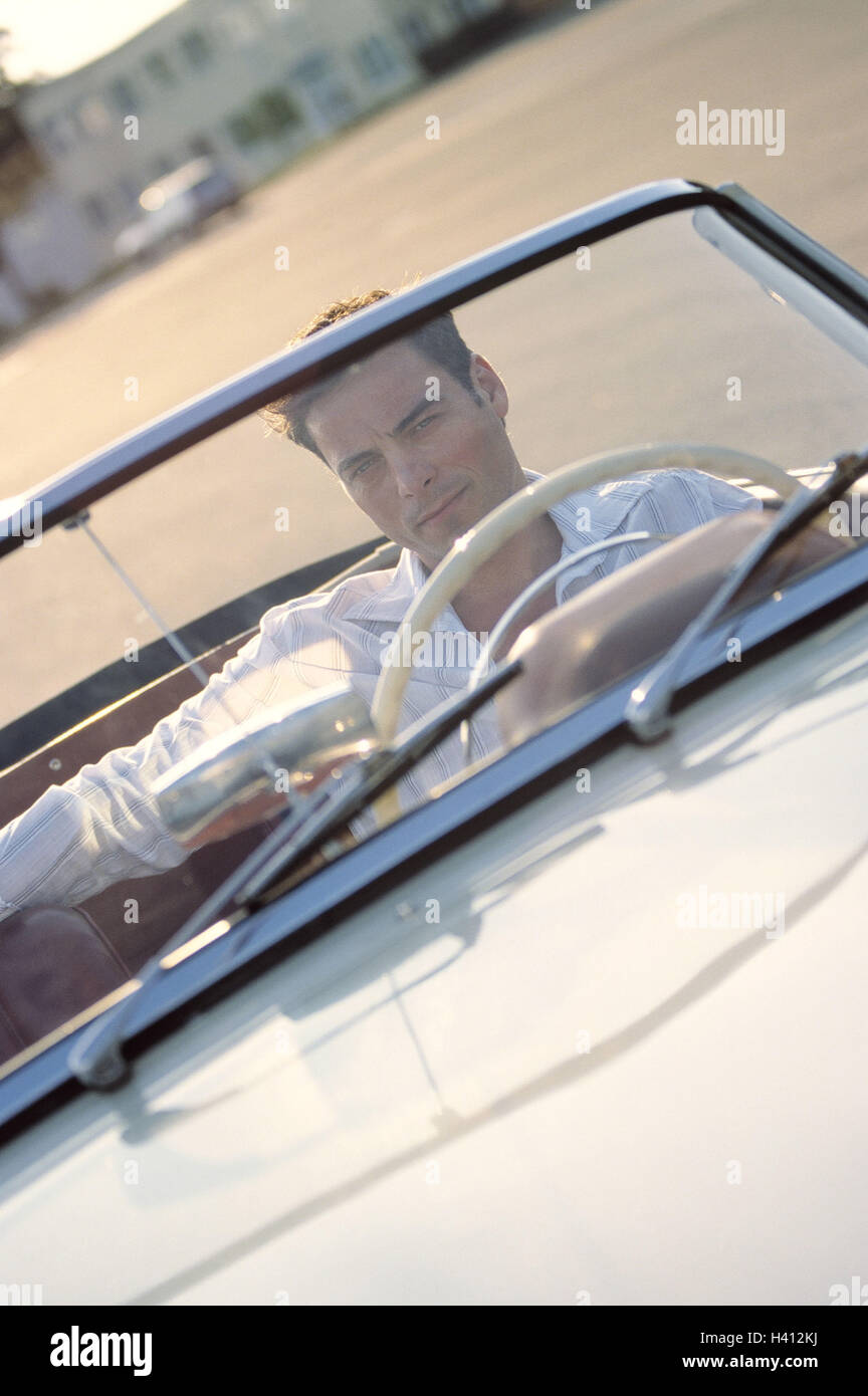 Man, convertible, detail, street, traffic, convertible driver, driver ...