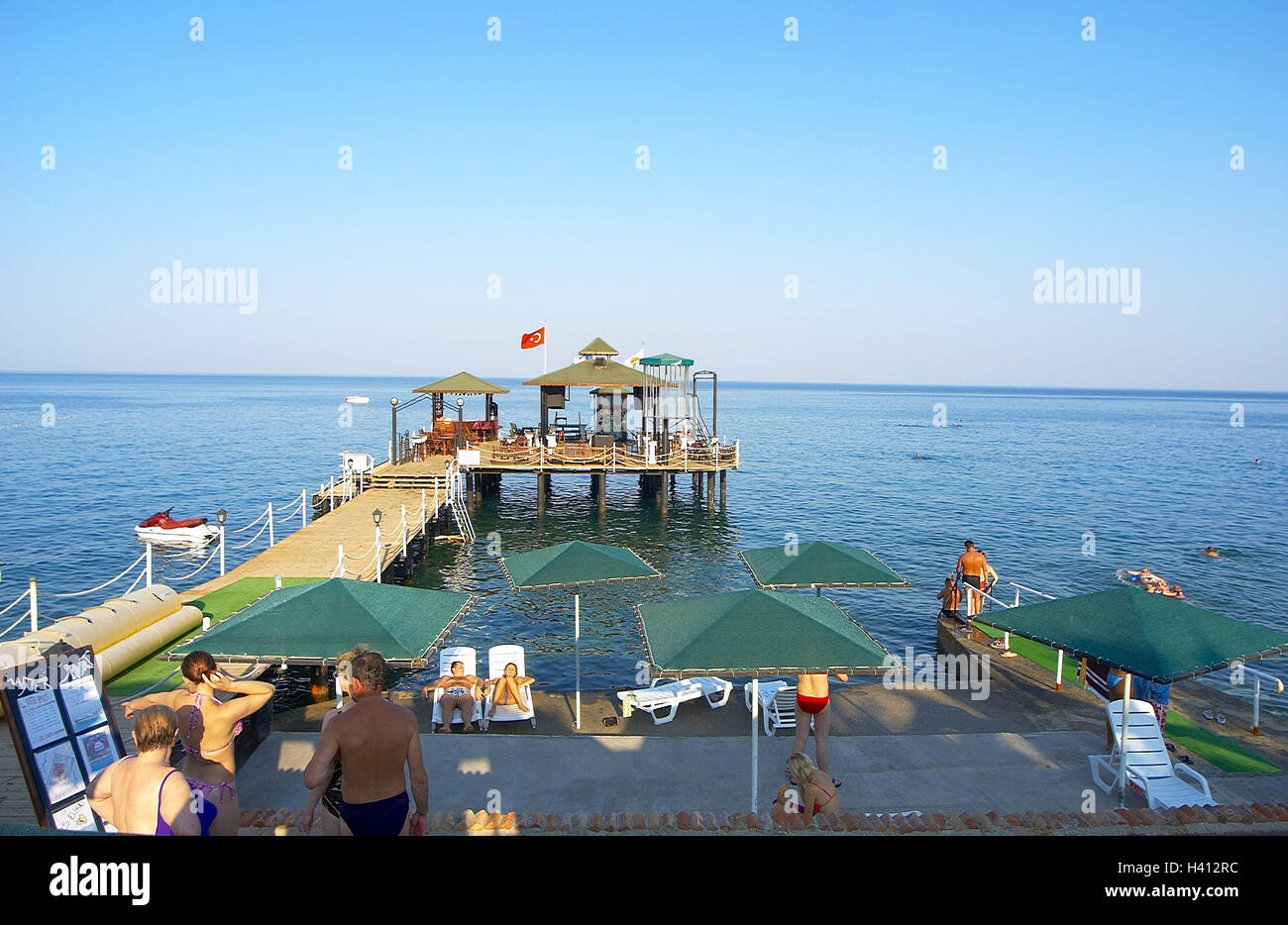 Turkey, Kemer, bathing jetty, tourist, solar bath, south east, Europe ...