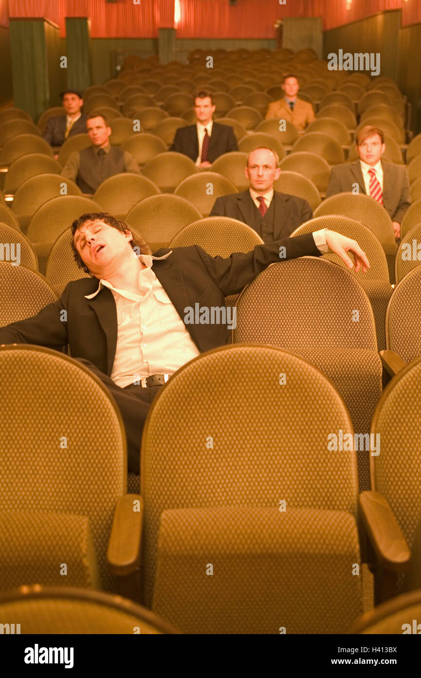Cinema, rows, man, sleep, portrait, cinema hall, theatrical hall, visit ...