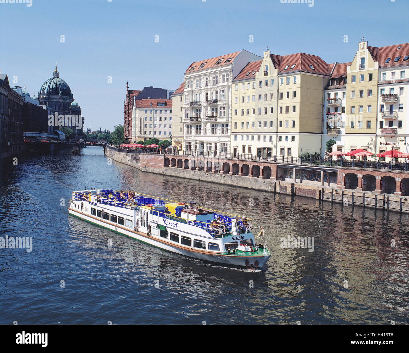 Germany, Berlin, Nikolaiviertel, the Spree, excursion boat, capital ...
