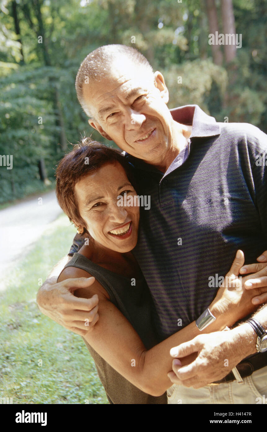 Edge the forest, couple, middle old person, embrace, portrait, Best ...