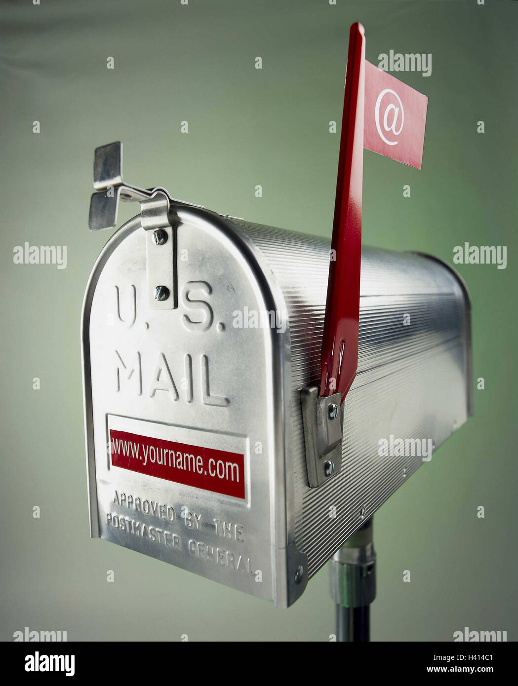 Mailbox, mailbox, at symbol, "www.yourname.com", cut out, outside, At ...
