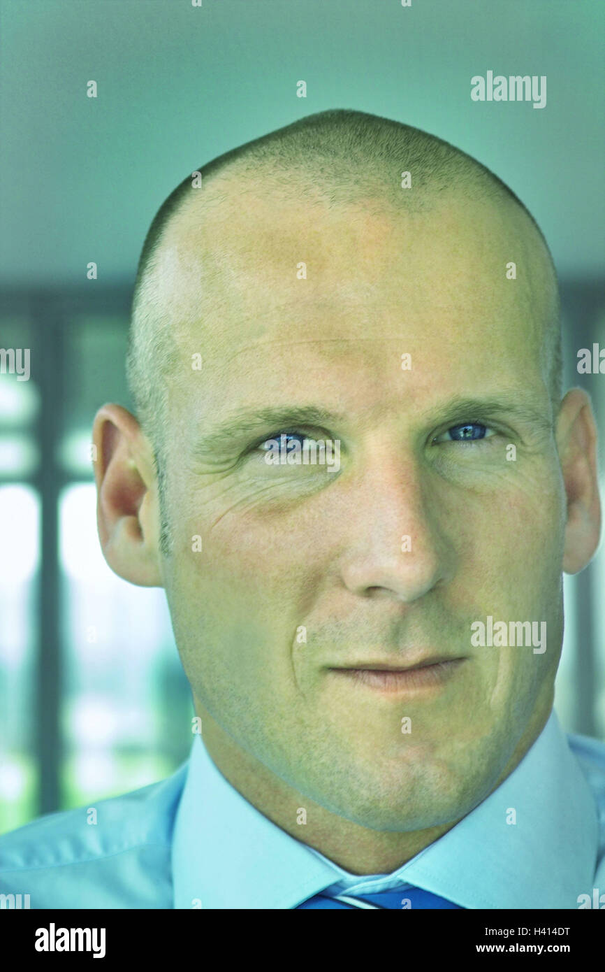 Businessman, bald head, smile, portrait, man, 25 - 30 years, 30-40 ...