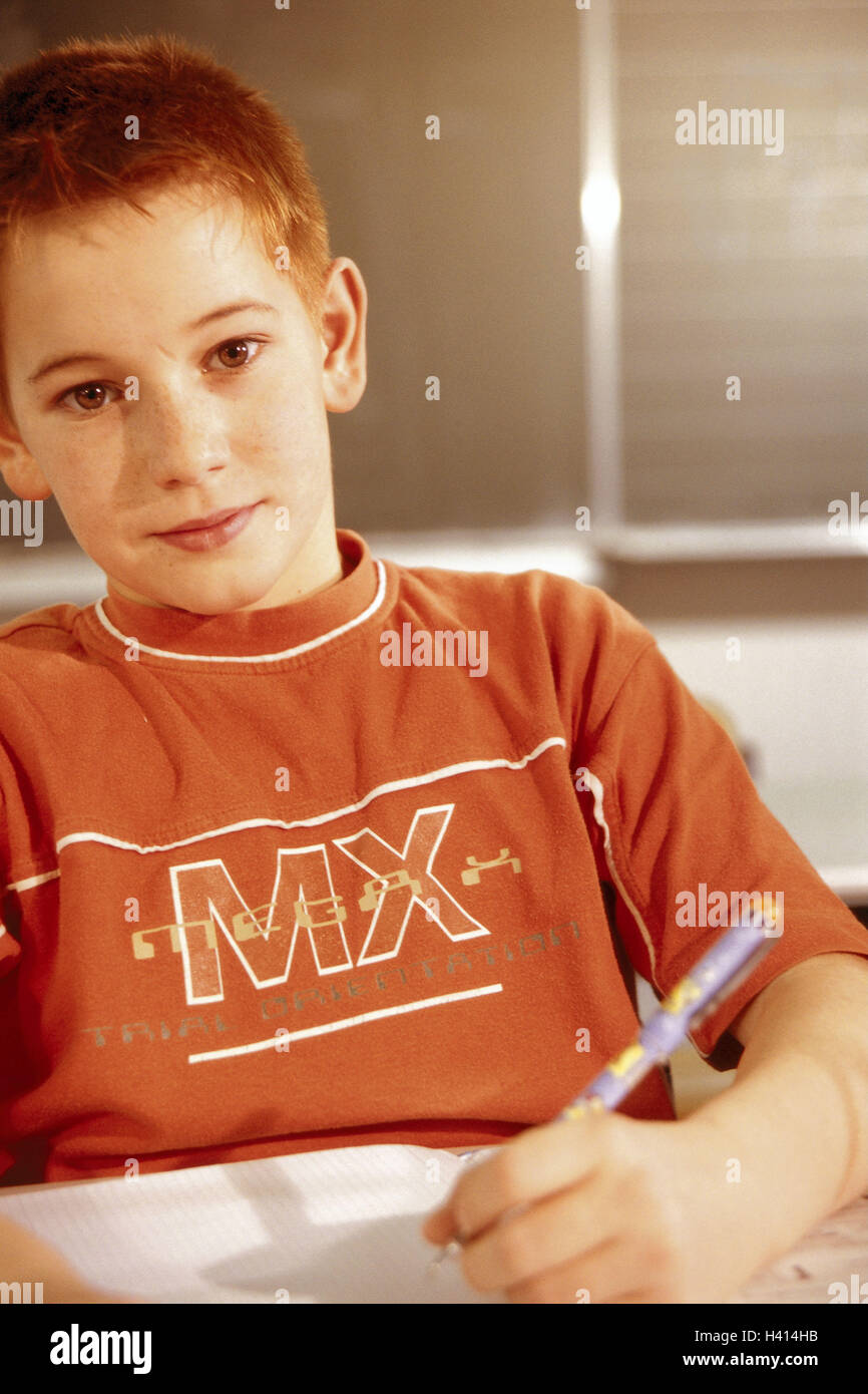 Classrooms, schoolboys, writing work, portrait, school, class, lessons ...