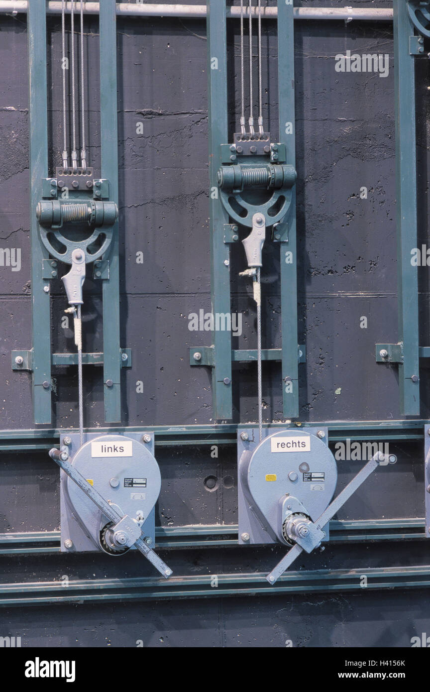 Theatres, film set, cranks, inscription, on the left, on the right ...