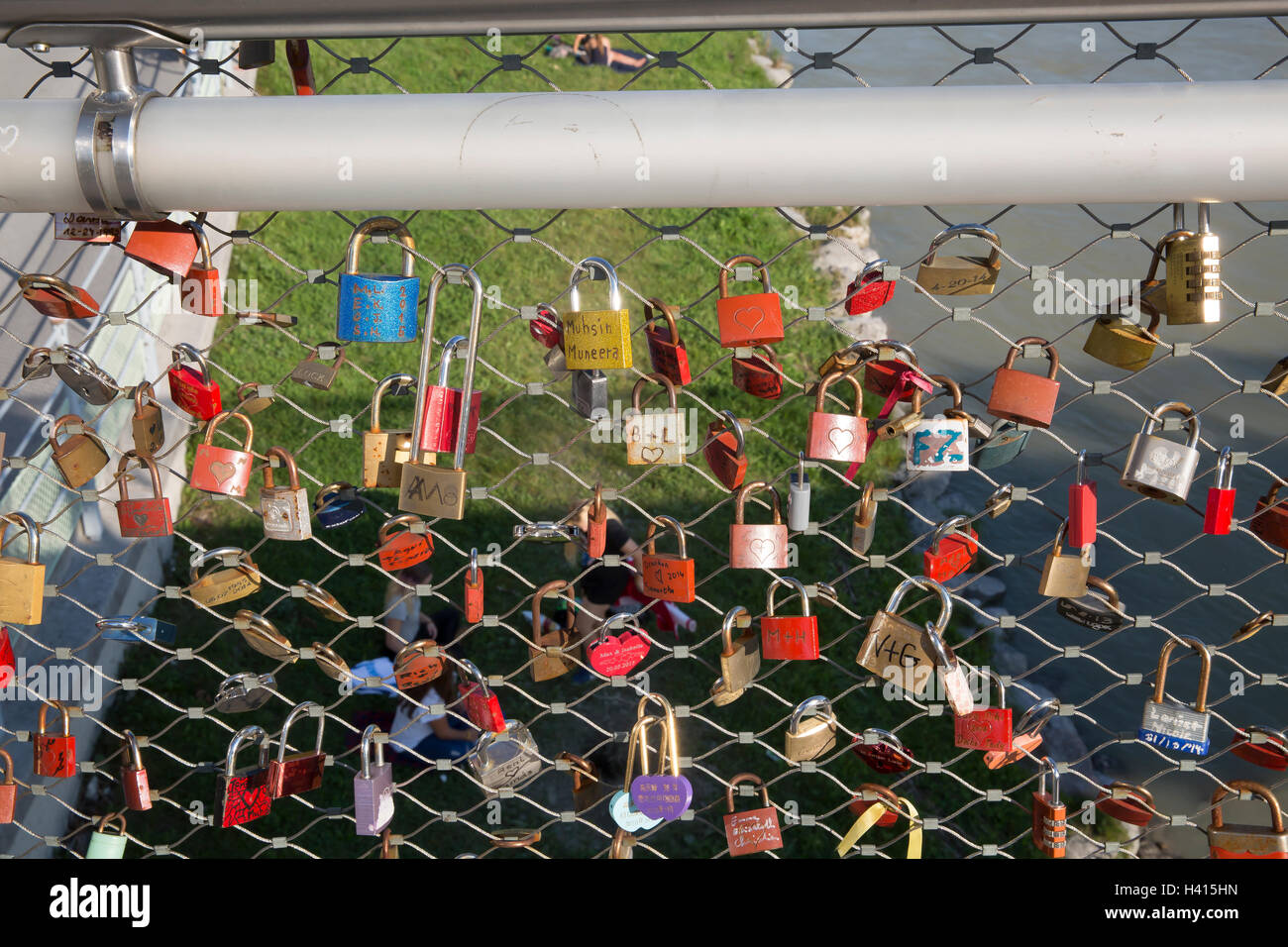 Padlocks to symbolise love are left by couples on a bridge in Salzburg ...