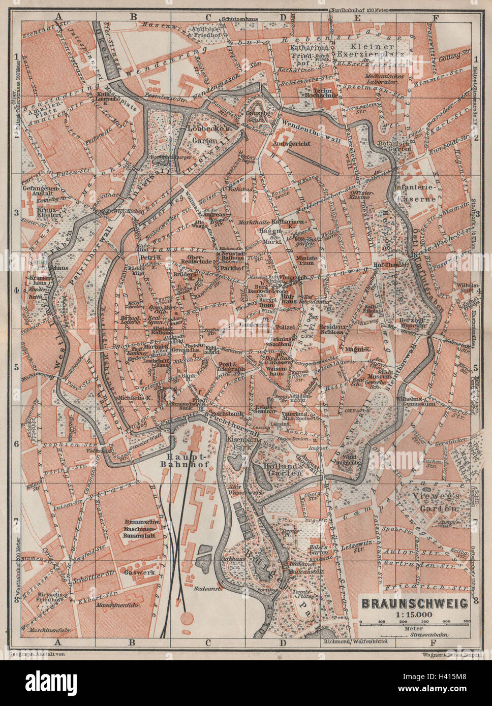 BRAUNSCHWEIG town city stadtplan. Brunswick. Lower Saxony karte 1910 ...
