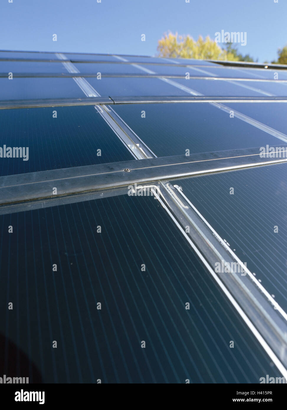 House roof, C sharp solar cells, detail, roof, solar plant, Kupfer ...