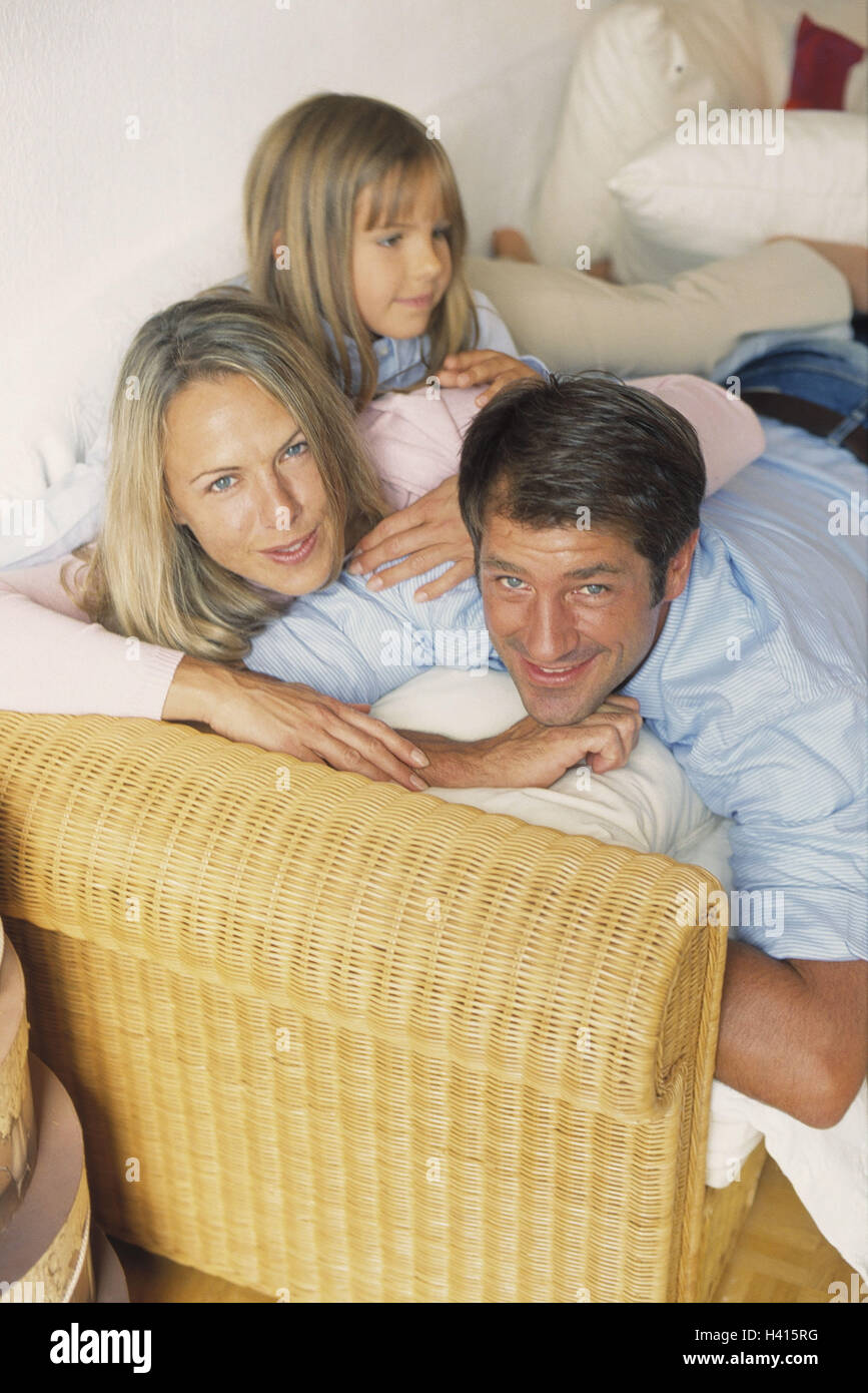 Sitting rooms, family, couch, lie, leisure time, sofa, parents, child ...