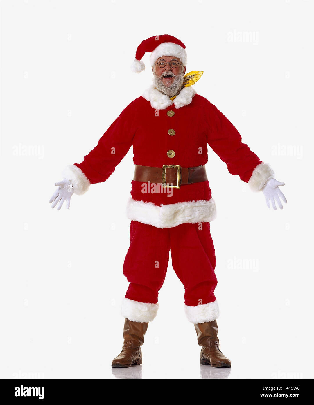 Santa Claus, smile, gesture, arms, spread, inside, studio, cut out ...
