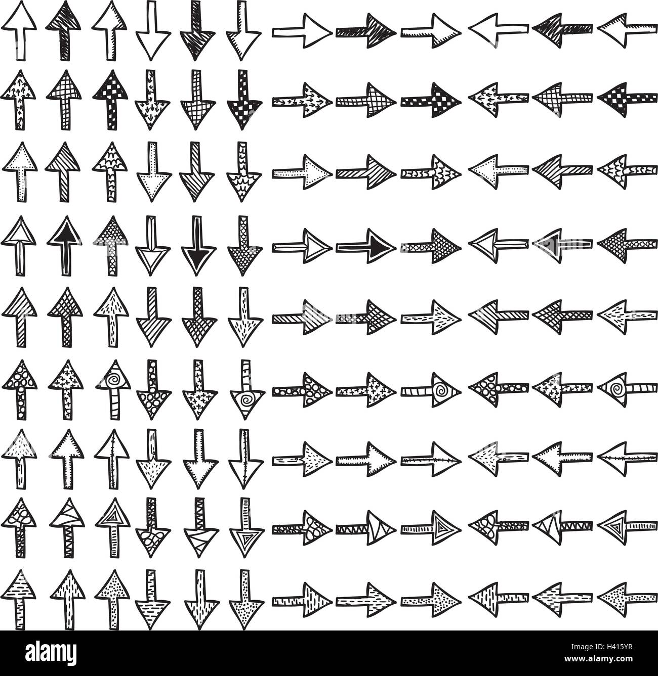 Set of 108 vector hand drawn, doodled arrows.Ideal as icons or pointers ...
