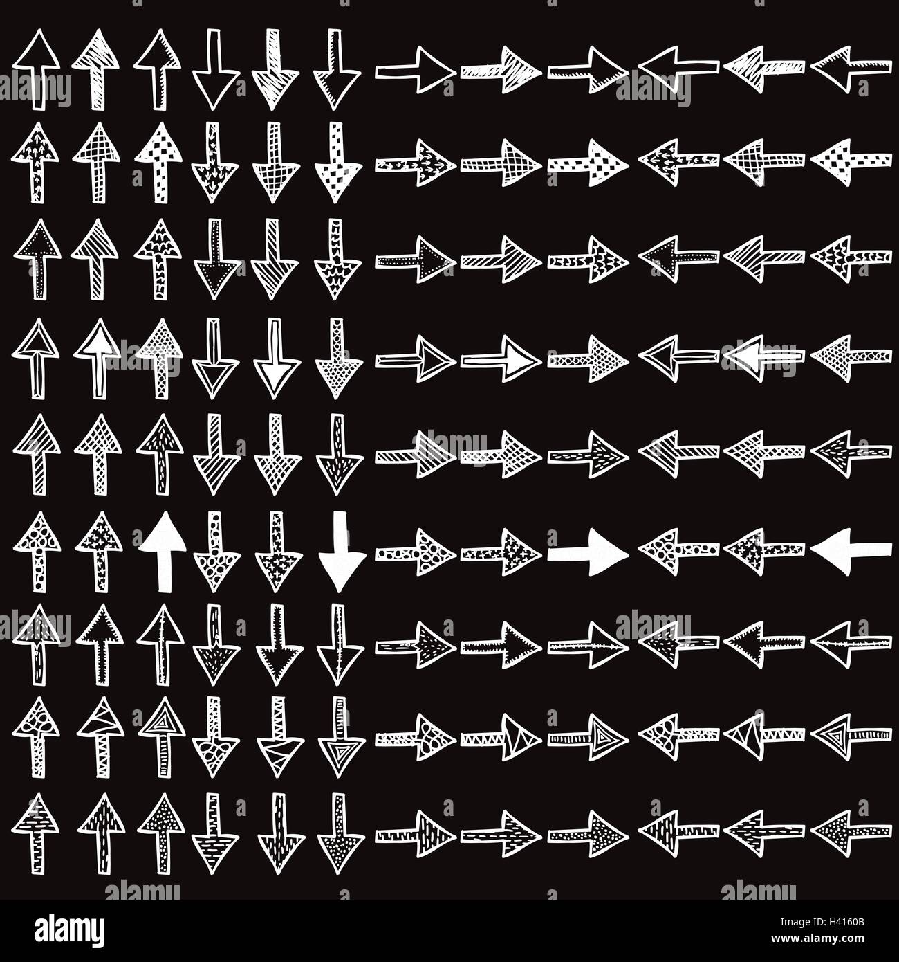 Set of 108 vector hand drawn, doodled arrows.Ideal as icons or pointers ...