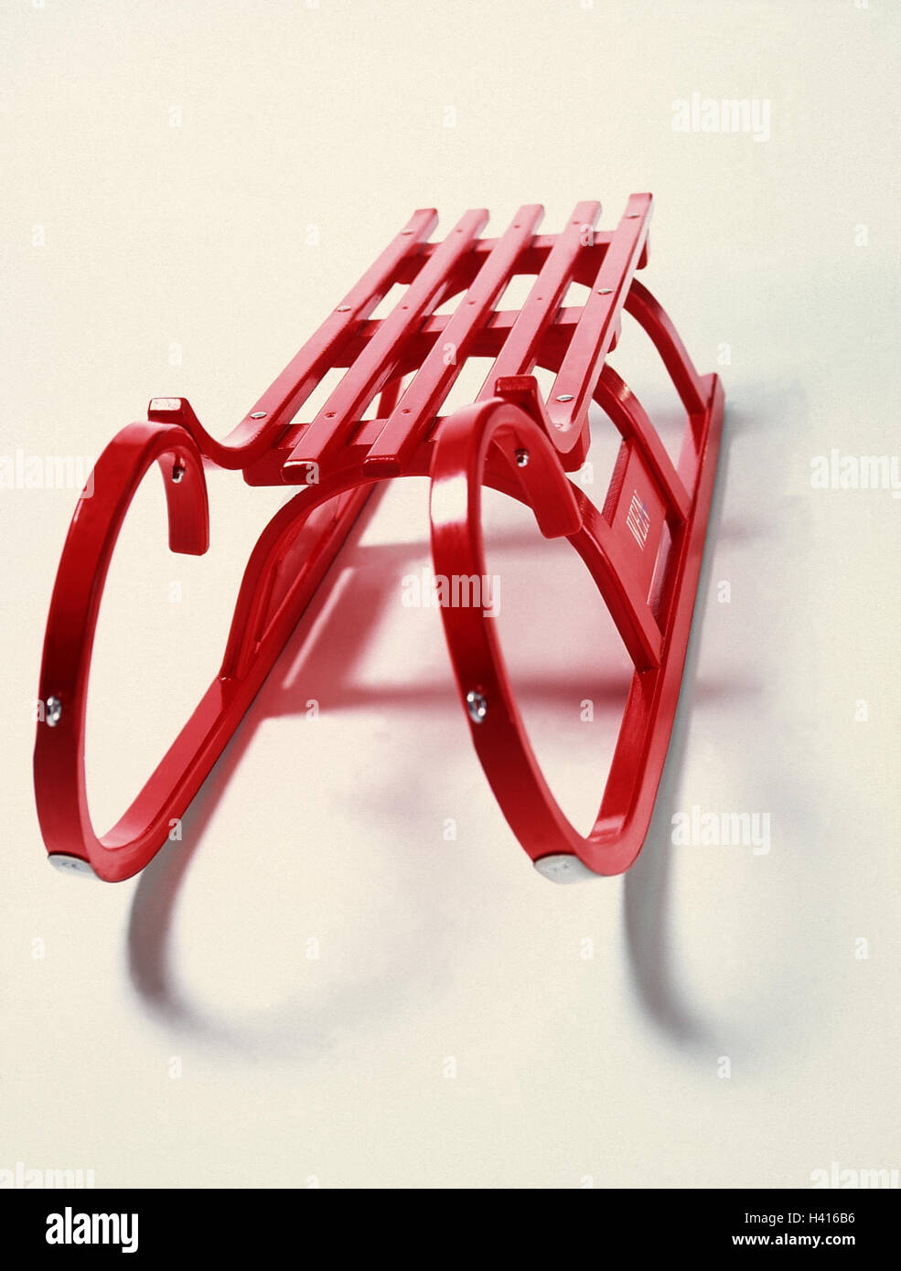 Slides, red wooden slide, wooden sledge, sledge, wooden, winter sports ...