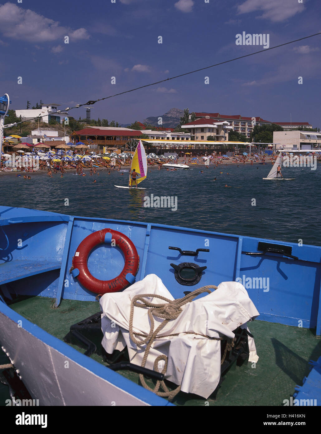 The Ukraine, peninsula the Crimea, Sudak, beach view, bathers ...