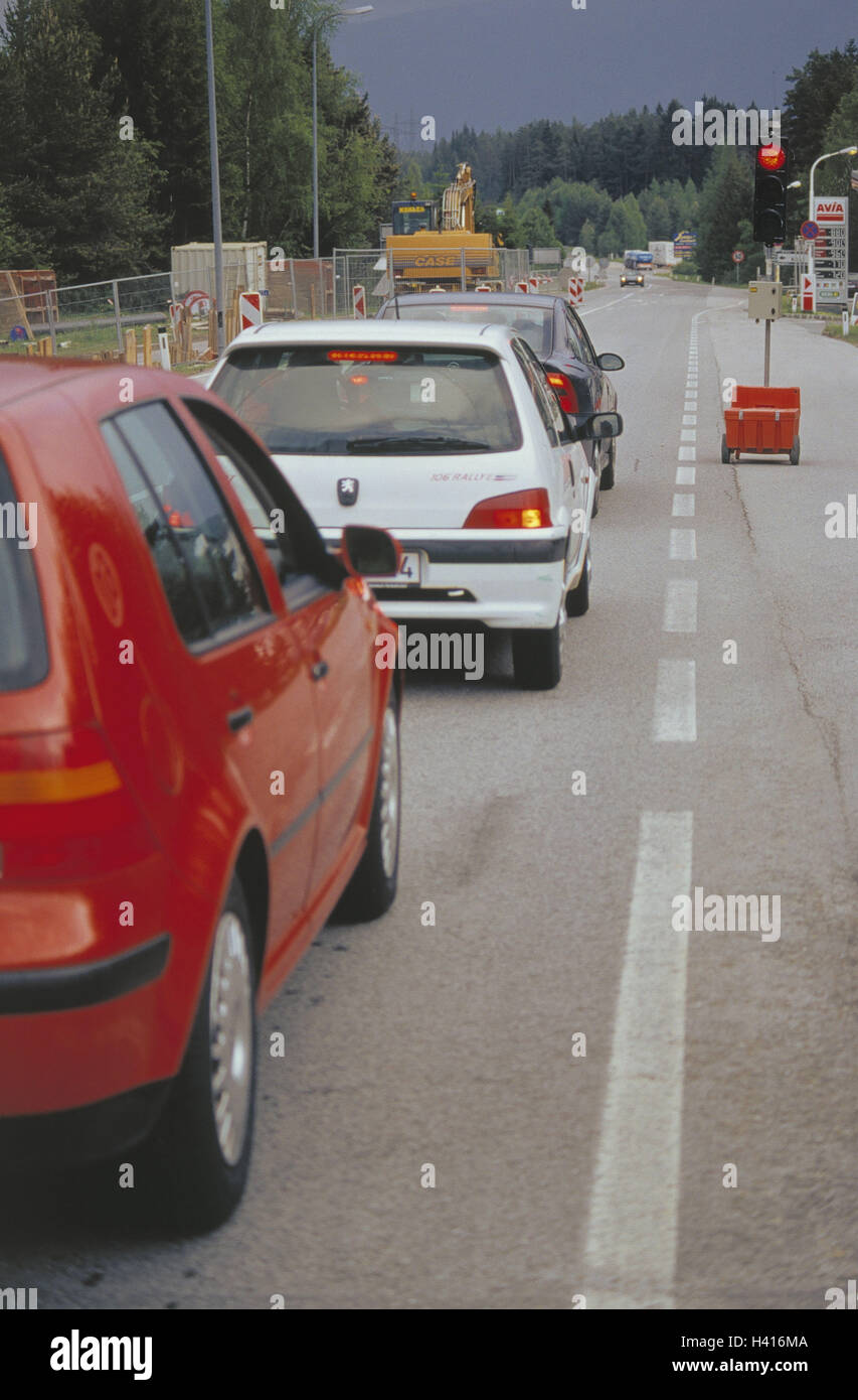 Street, men at work, traffic, single-track, traffic light, Red, road ...