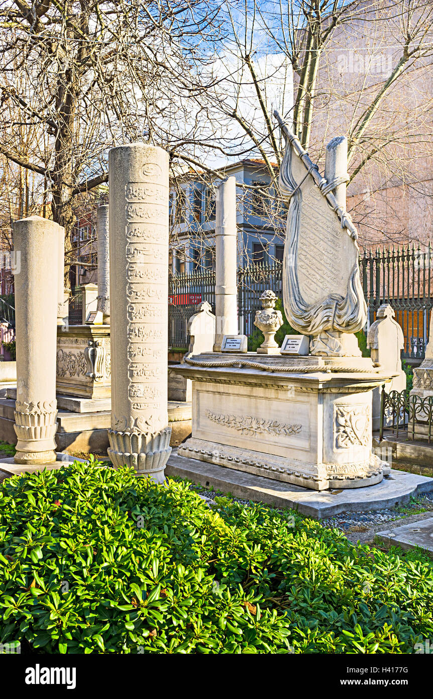 The Sultan Mahmud II cemetery with the medieval grave stones Stock ...