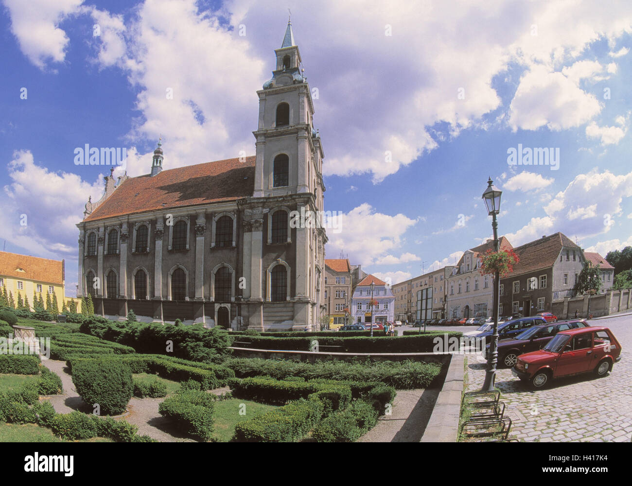 Poland, Silesia, Brieg, cross church, ornamental garden, Europe ...