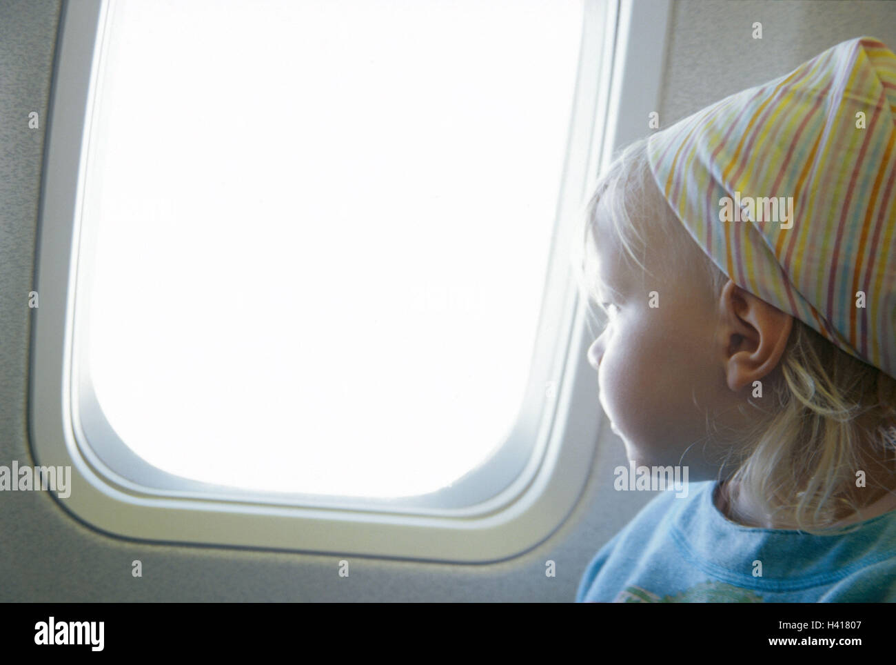 Girls, tensely, view, airplane window, girl, tread, child, infant, 2 ...