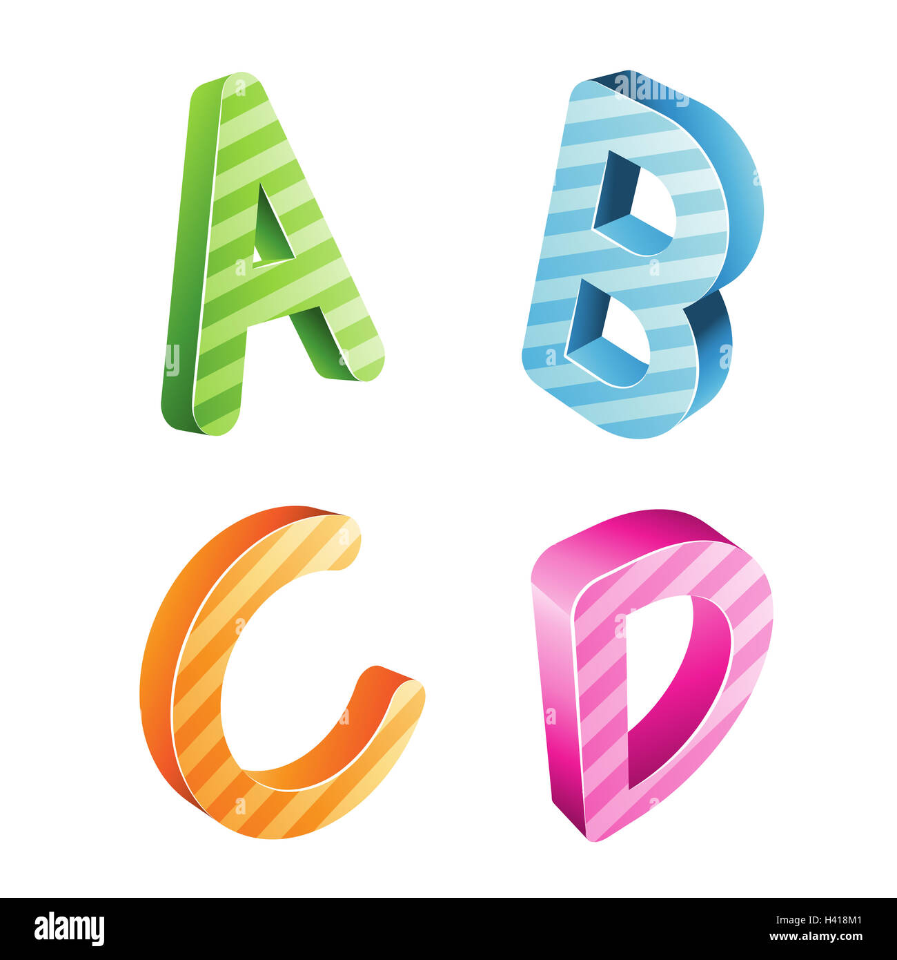 Vector Illustration of Colorful Striped Letters isolated on a White ...