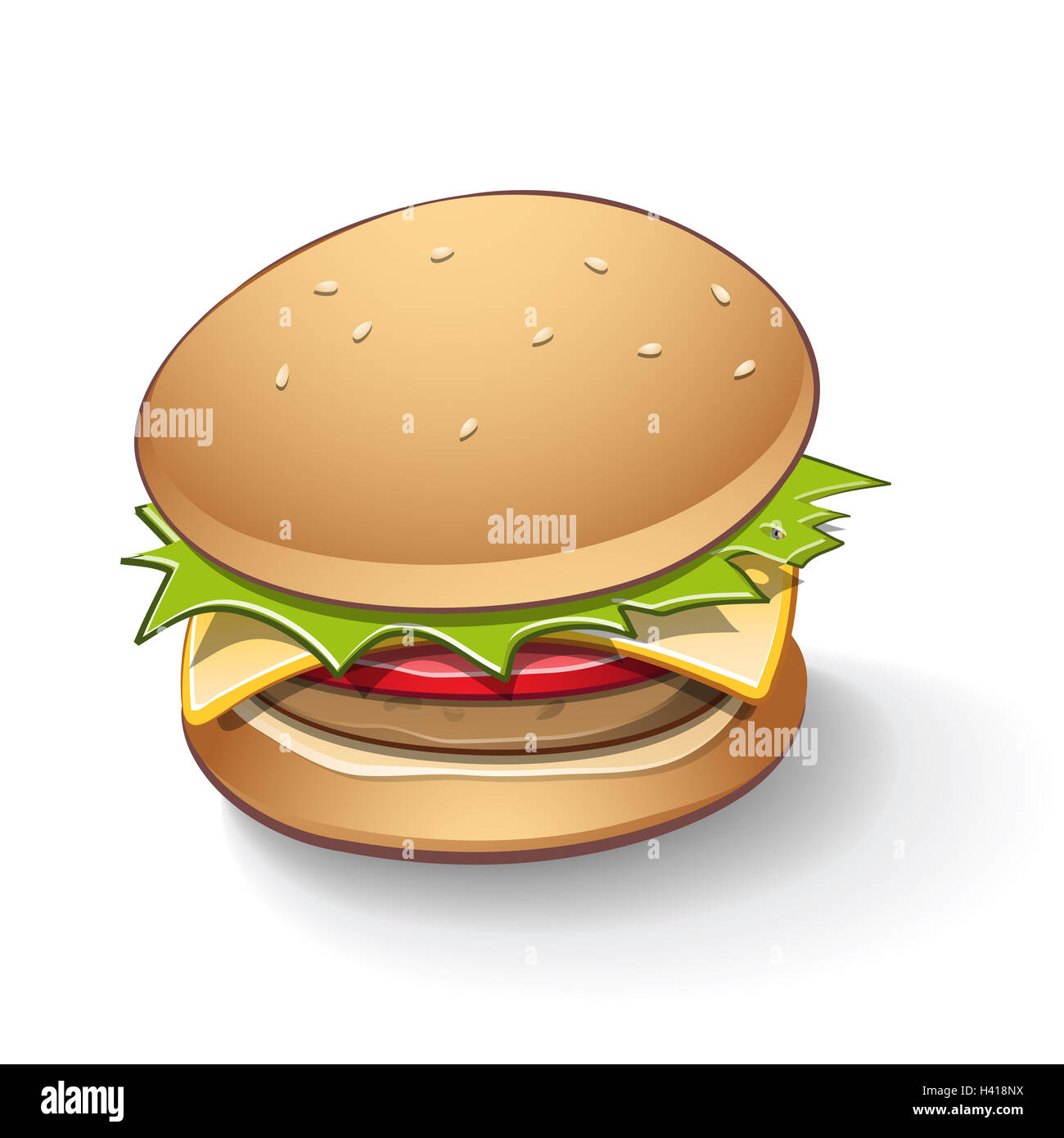 Vector Illustration of Tasty Burger Cartoon with Colorful lines ...