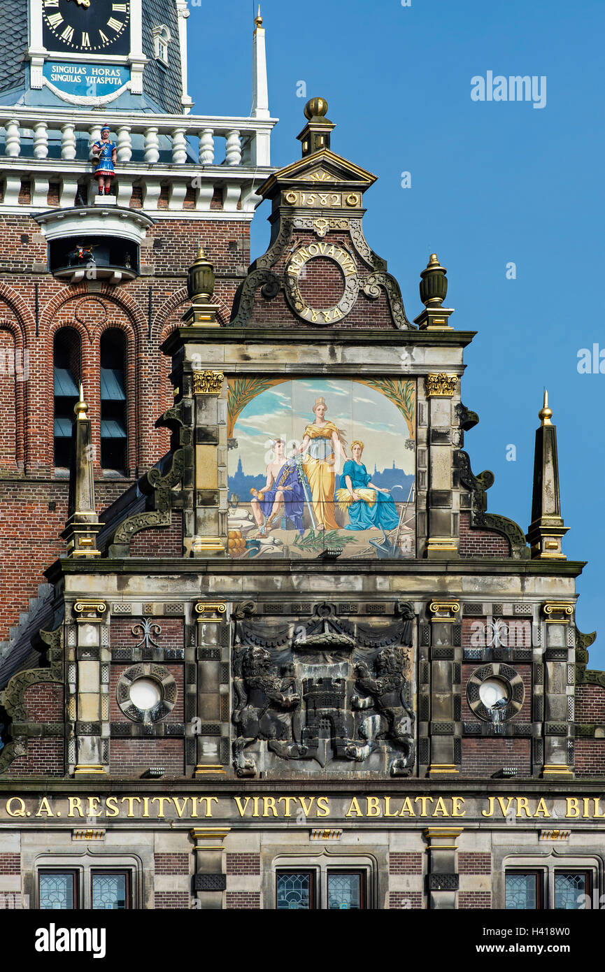 Detail view of the Weighing tower, Waaggebouw, Alkmaar, Netherlands ...