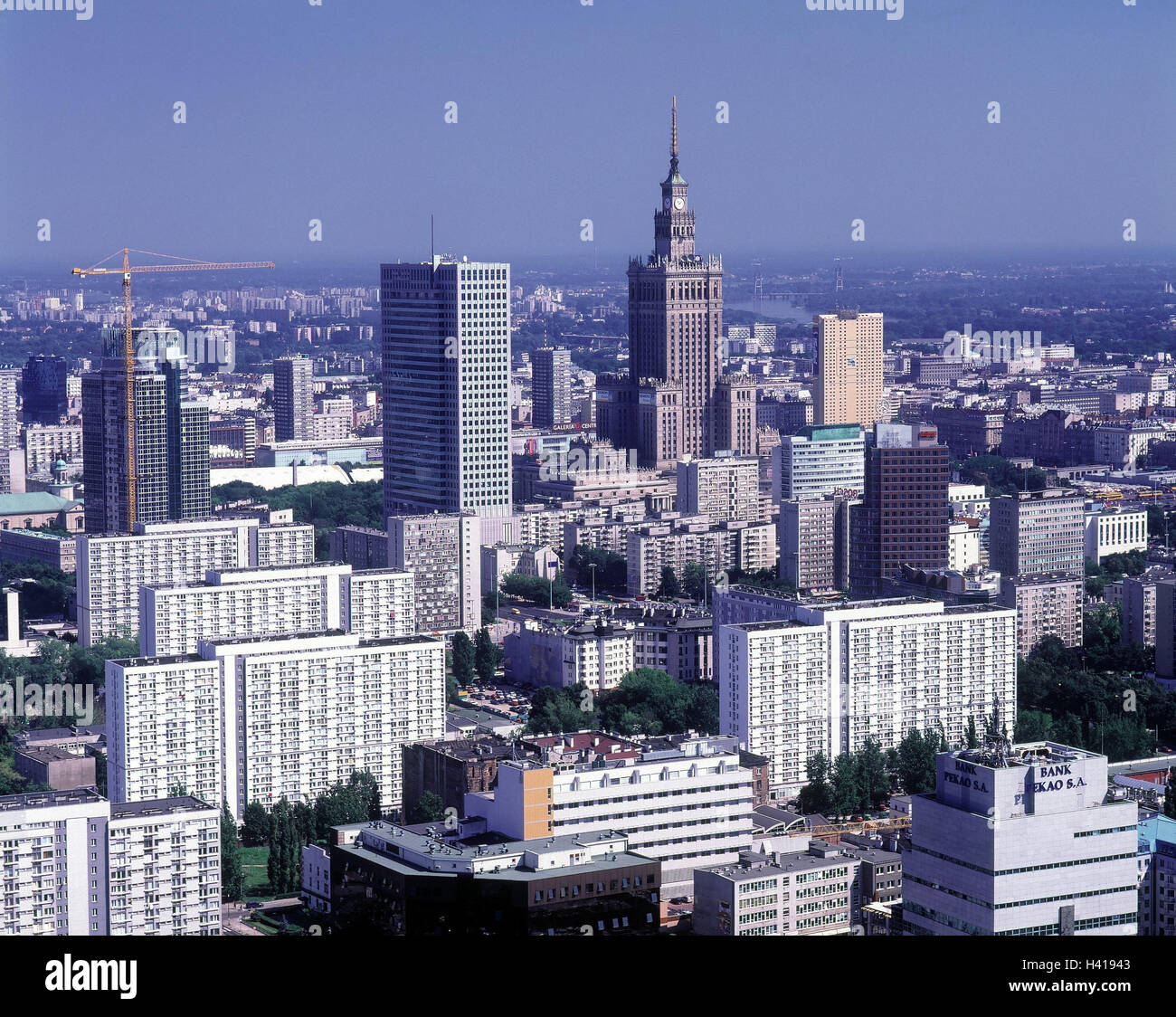 Poles, Warsaw, centre, town overview, cultural palace, Warszawa ...