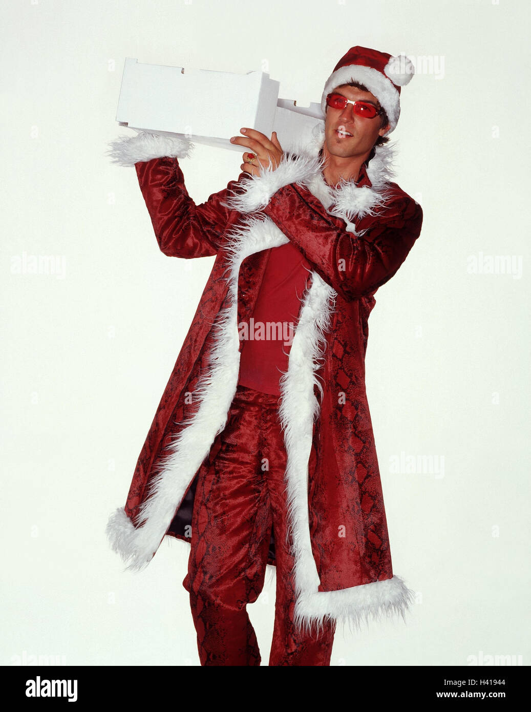 Man, lining, Santa Claus, shoulder, package, gesture, studio, cut out ...
