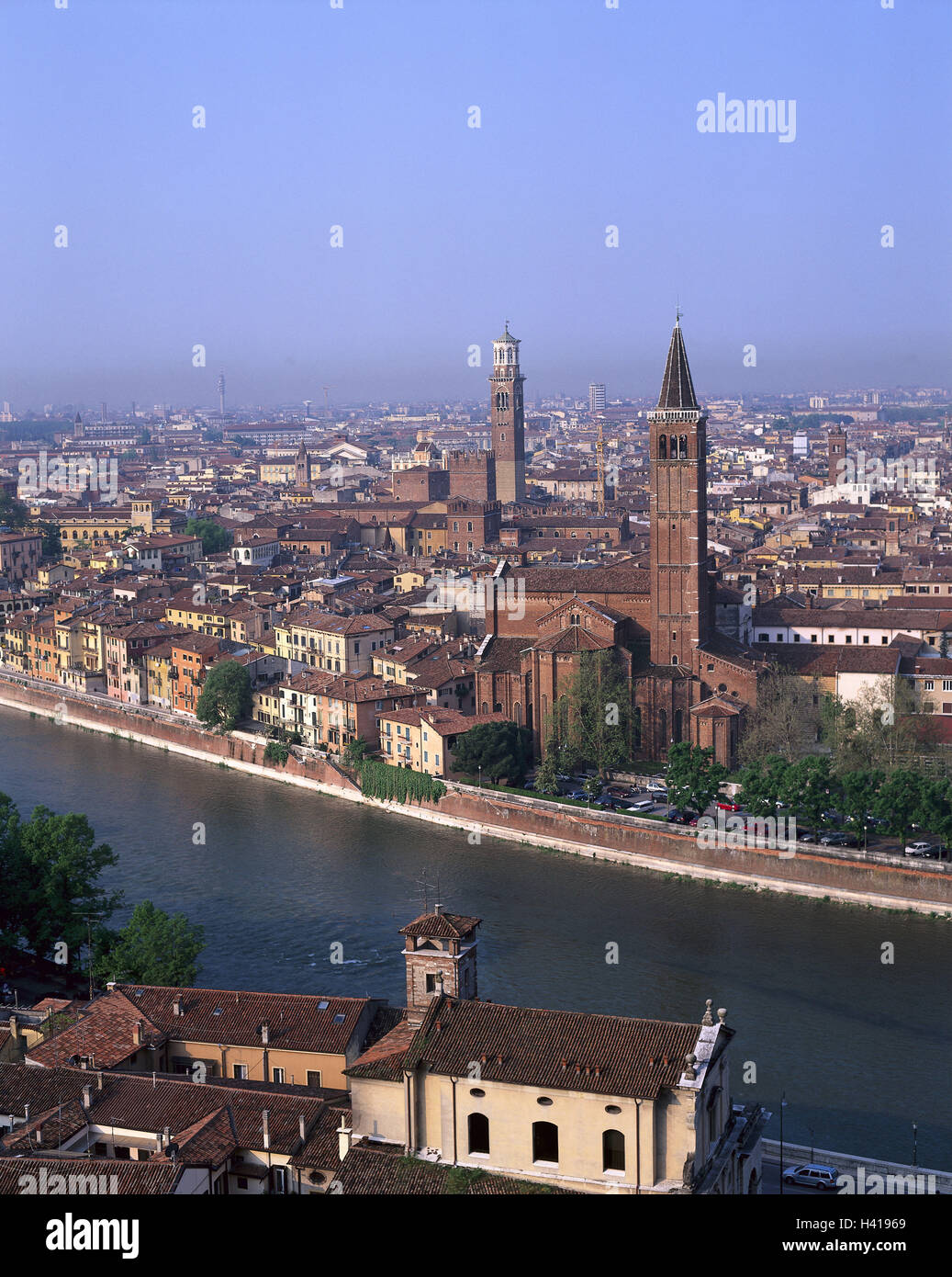 Italy, Veneto, Verona, town view, the Adige, Europe, town, townscape ...