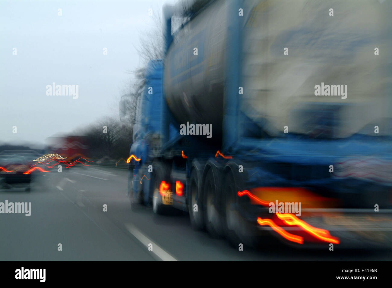 Highway, traffic, truck, lights, dusk, blurs, street, traffic, traffic ...