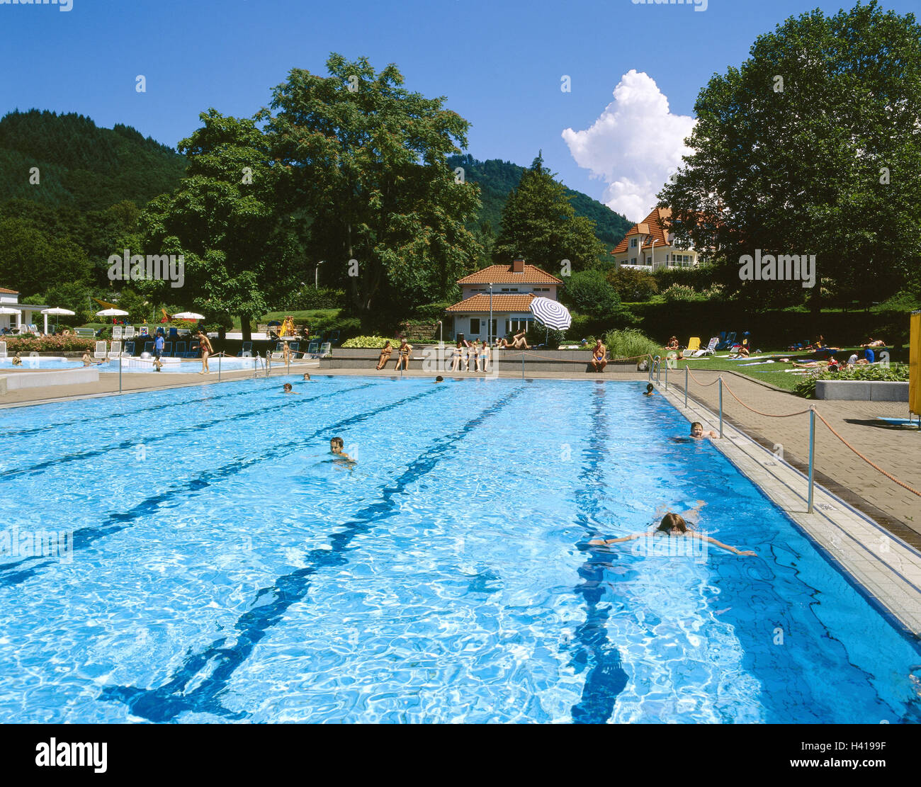 Germany, Black Forest, bathing hamlet, outdoor swimming pool, Europe ...