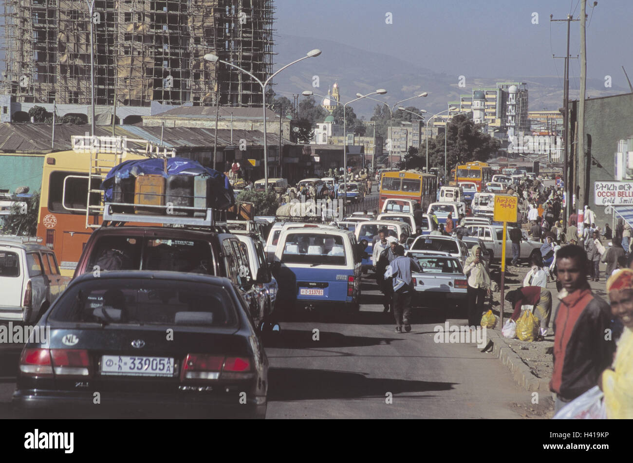 Ethiopia, Addis Ababa, city centre, street scene, Rush Hour, Africa ...