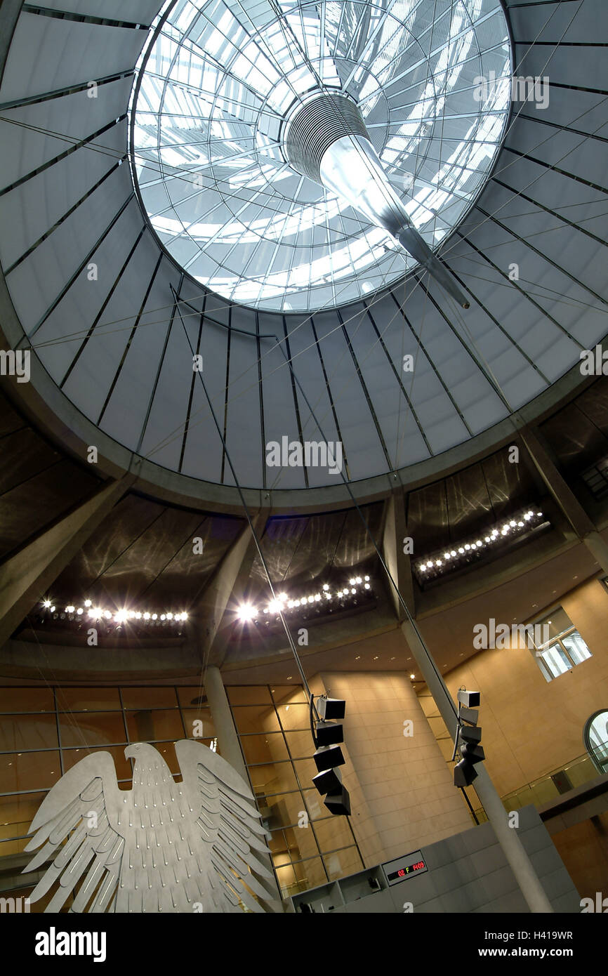 Germany, Berlin, Reichstag building, the German Bundestag, plenary hall ...