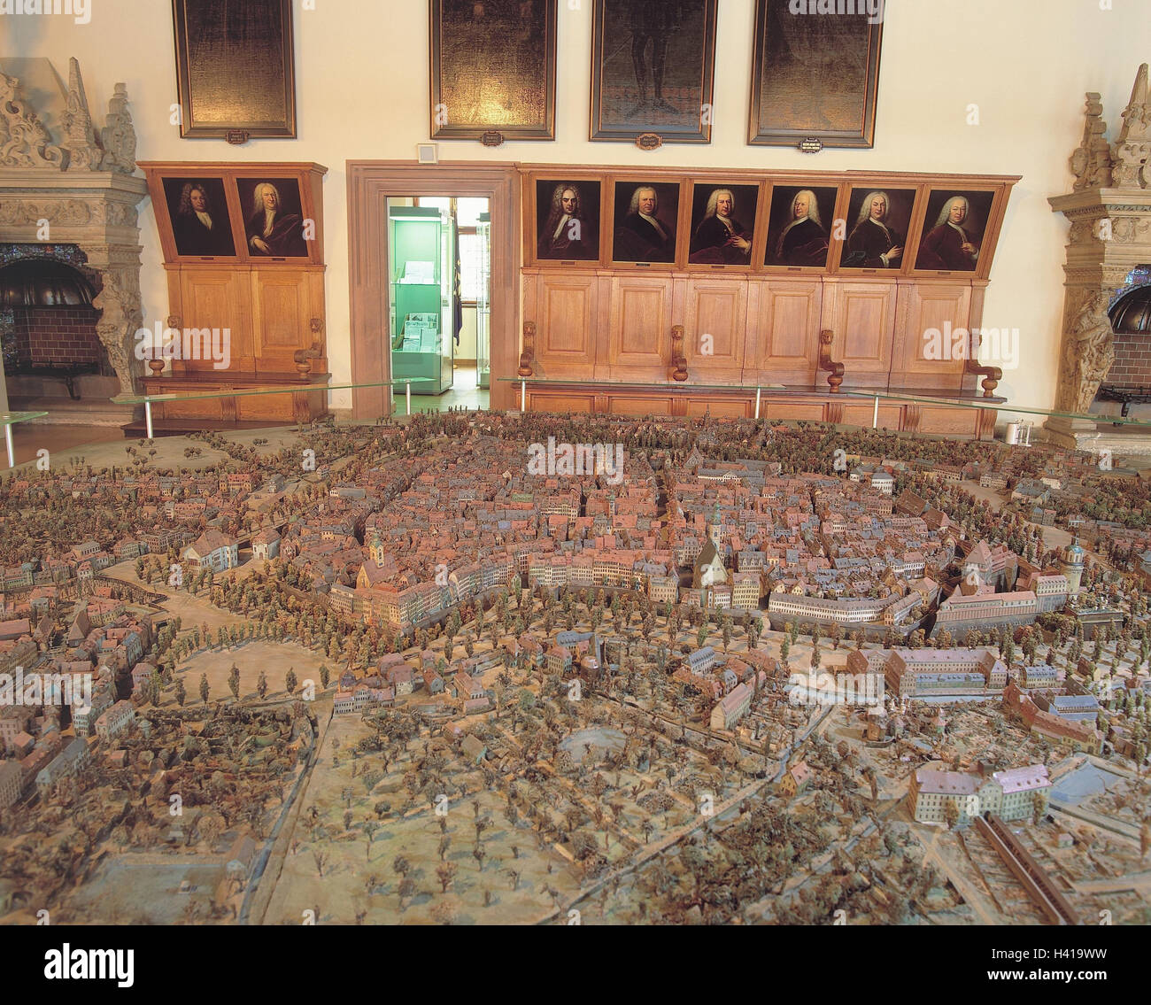 Germany, Saxony, Leipzig, old city hall, hall, town model, historically ...
