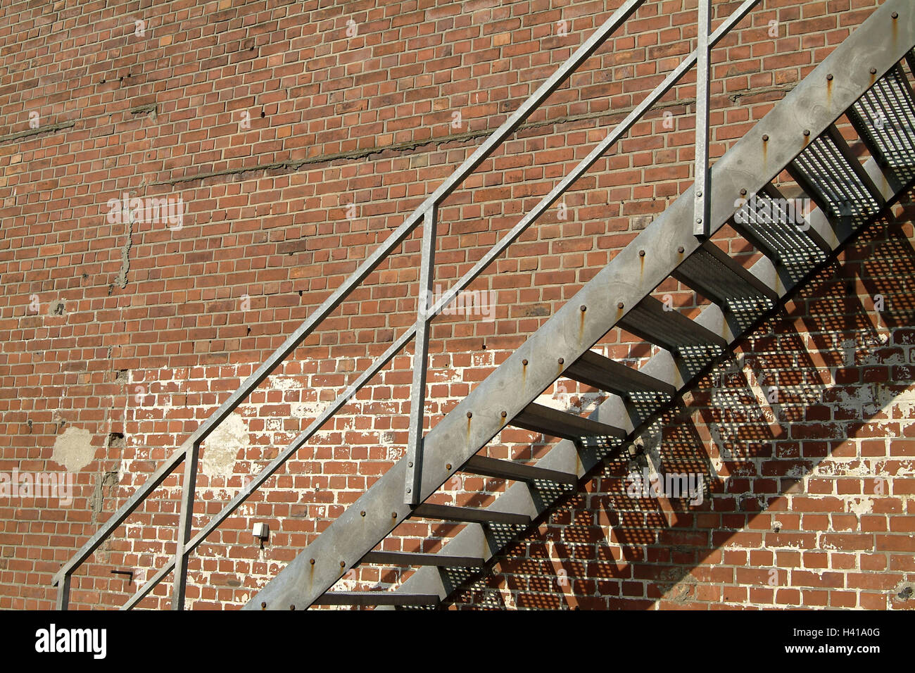 Clay brick wall, outside stairs, wall, defensive wall, brick defensive ...
