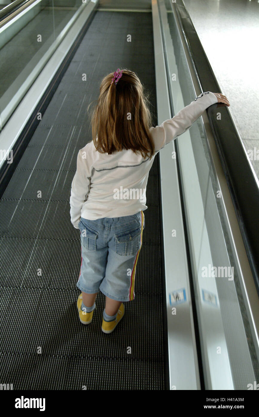 Rolling cord, girl, stand, only, back view, child, infant, 4 years ...