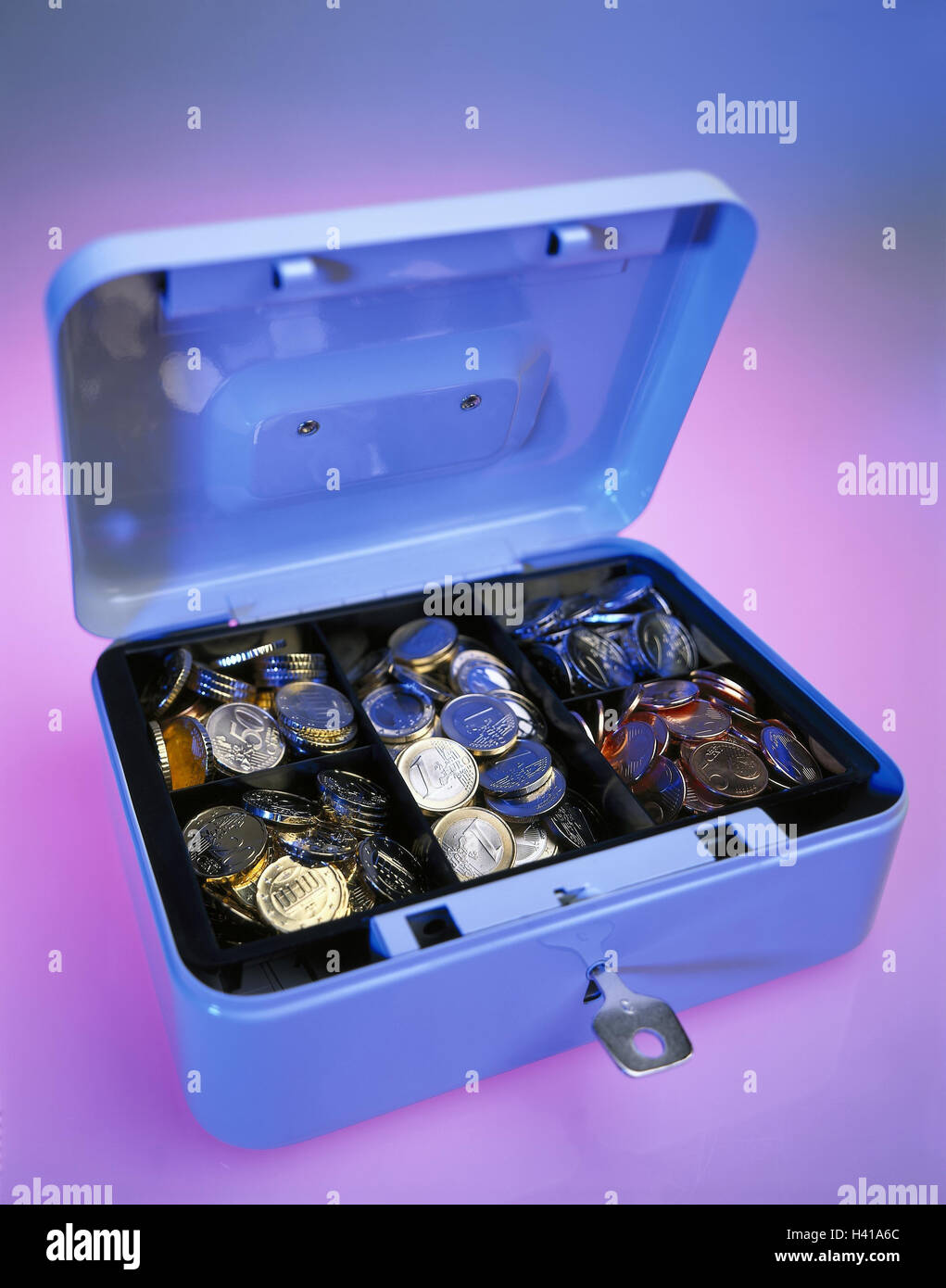 Cashbox, coins, euro, Still life, material recording, cash box, money ...