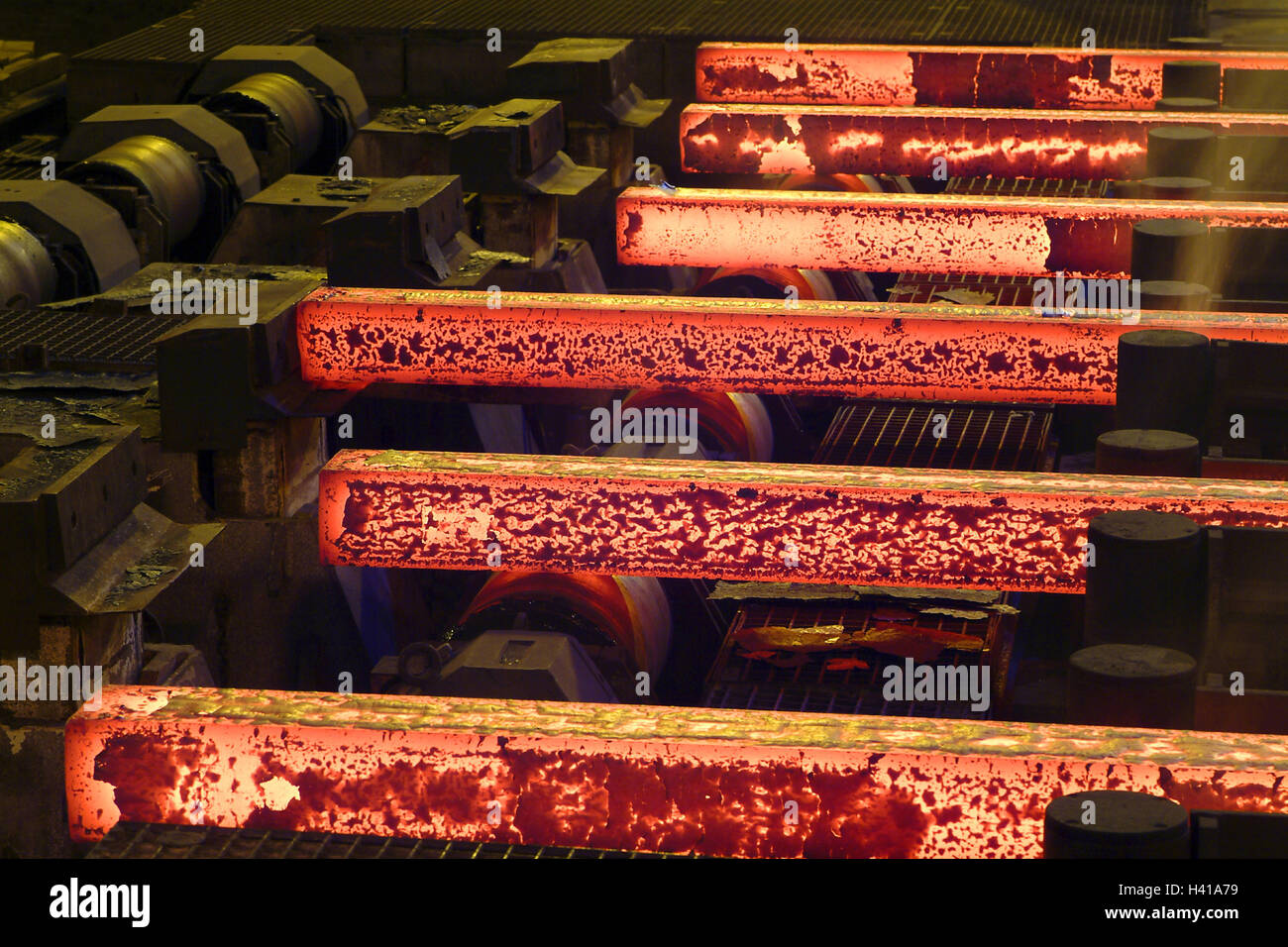 Ironworks, continuous casting equipment, detail, Brammen, industry ...