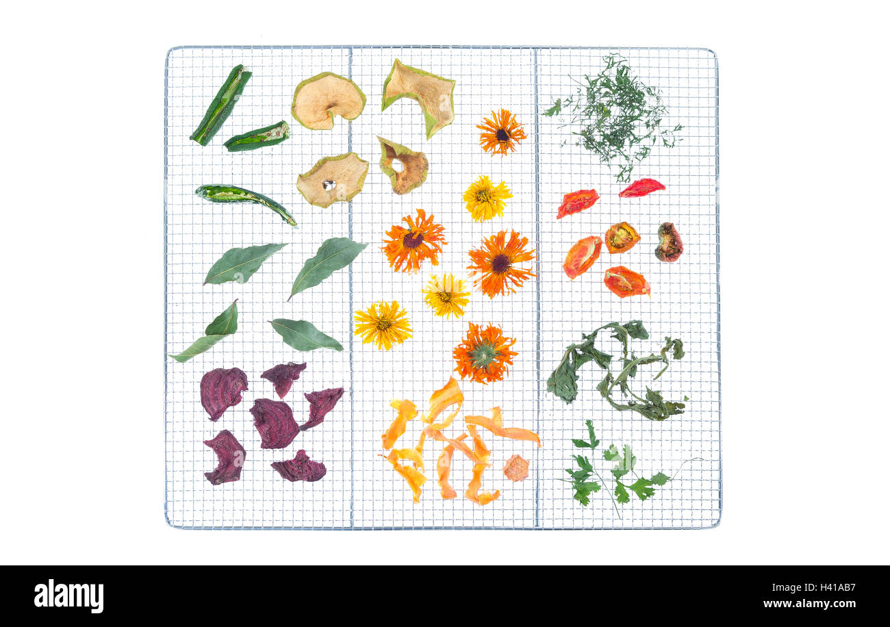 Dried vegetables isolated on a grid, food seasoning Stock Photo - Alamy