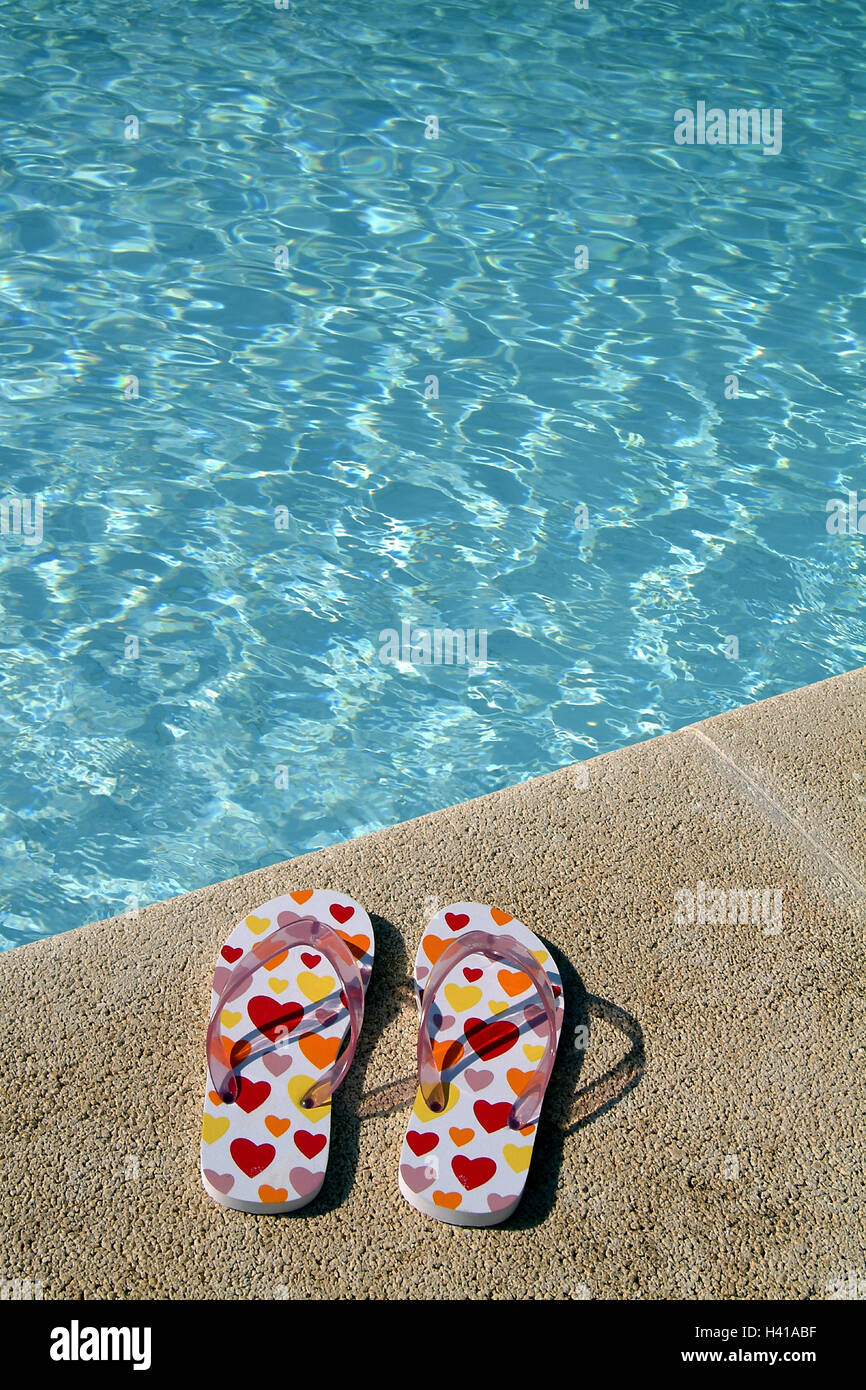 Pool margin, flip flops, swimming pool, pool, swimming pool, cymbal ...