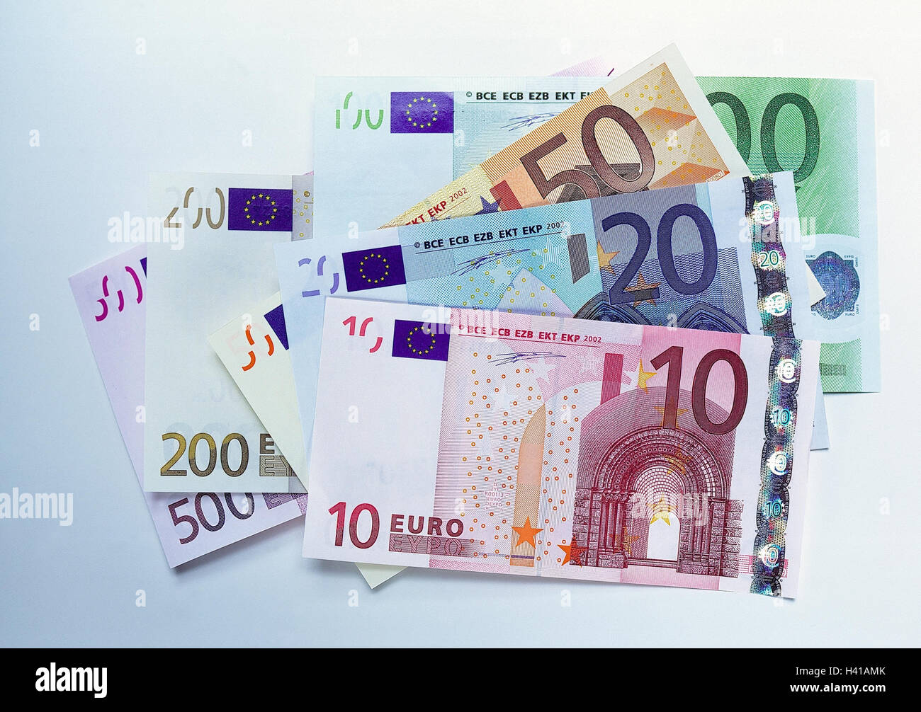 Euro, bank notes, differently, Still life, product photography, studio ...
