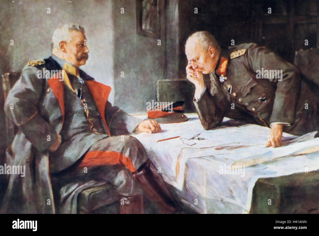 PAUL von HINDENBERG (1847-1934) German commander in WWI at left with ...