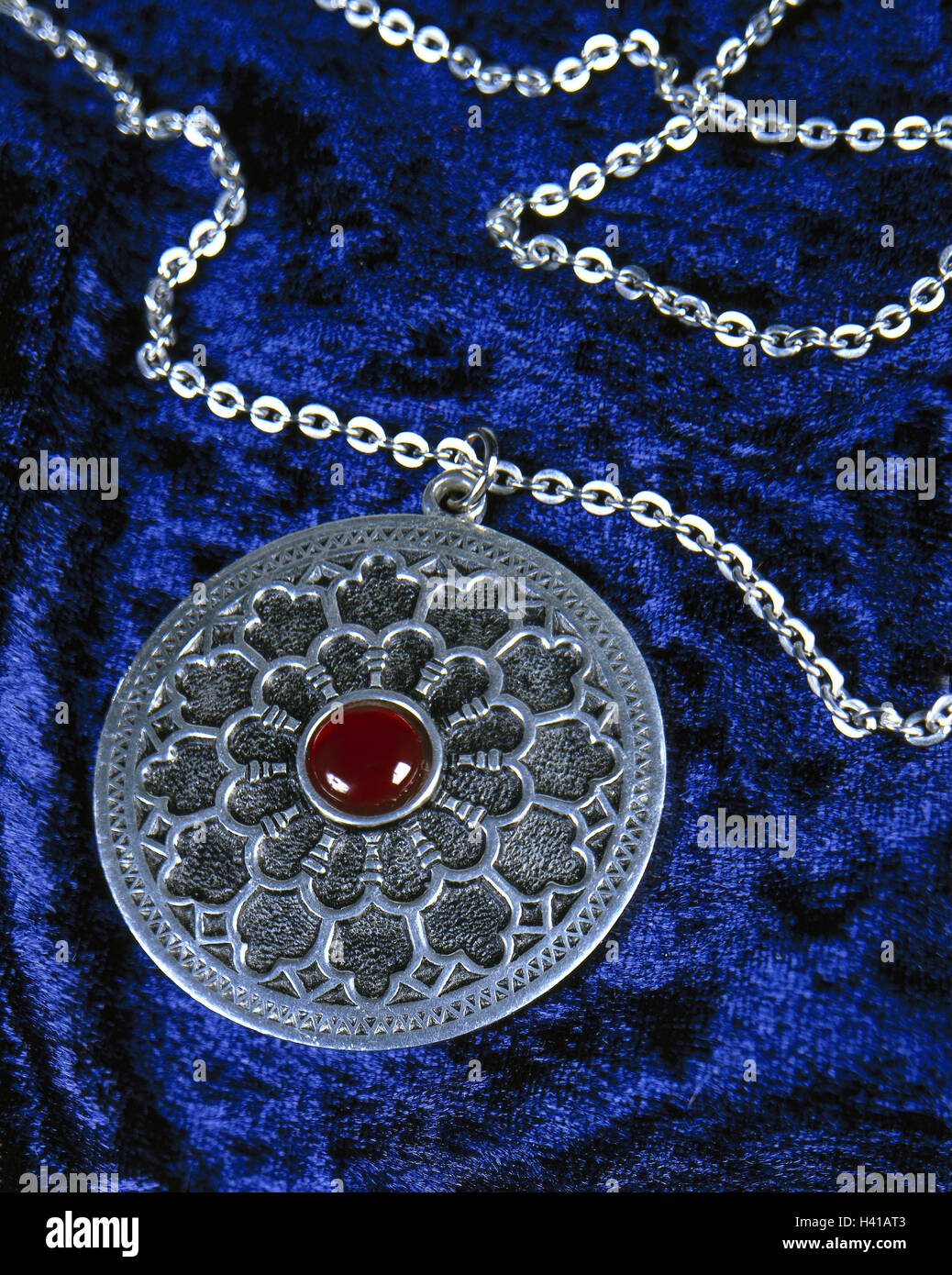 Silver jewellery, catena, detail, amulet, gem stone, red jewellery ...