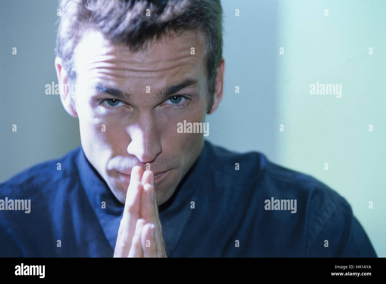 Man, gesture, think, portrait, inside, businessman, manager, dealts ...