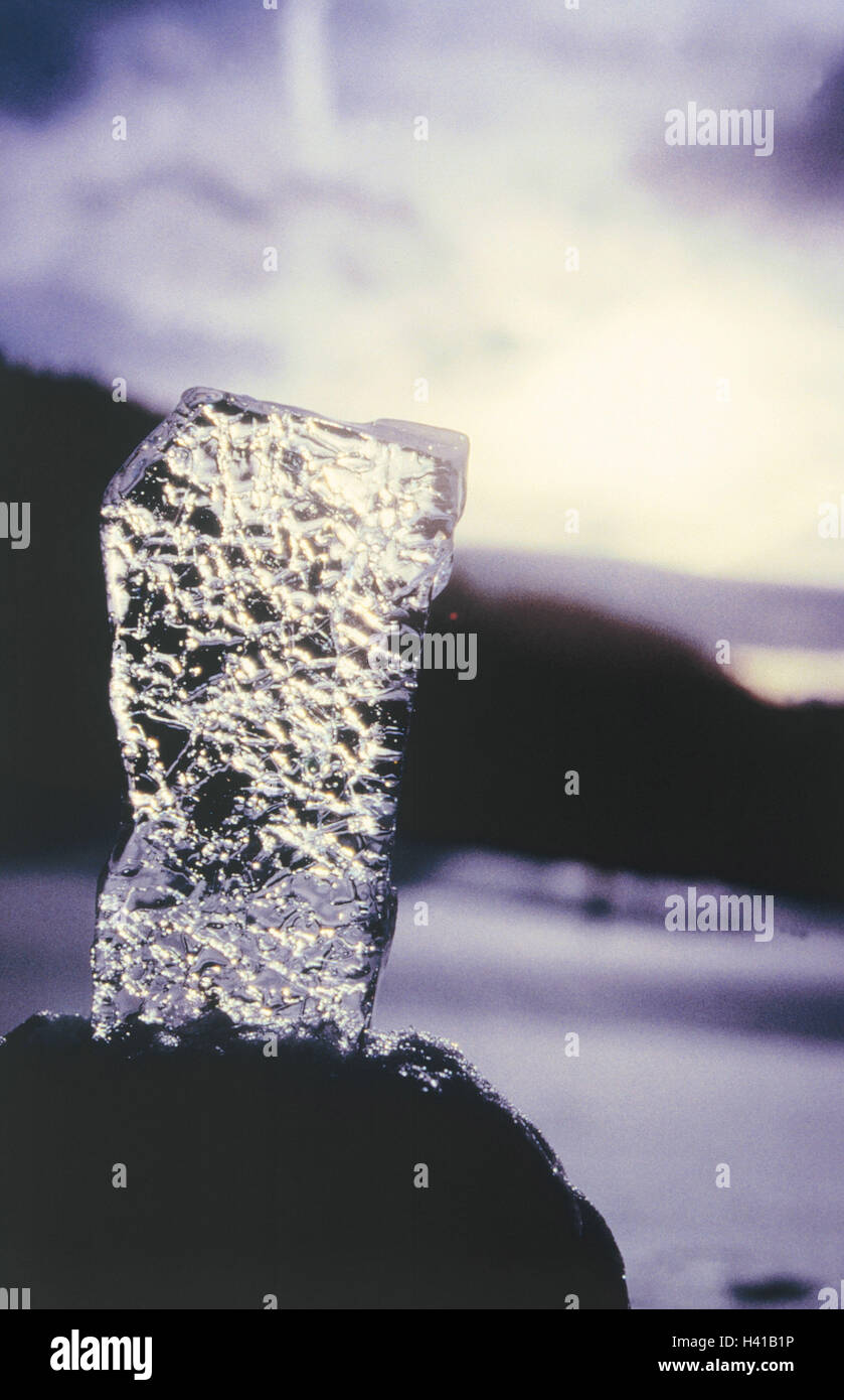 Block ice, back light, mountains, blur, ice, block, nature, coldly ...