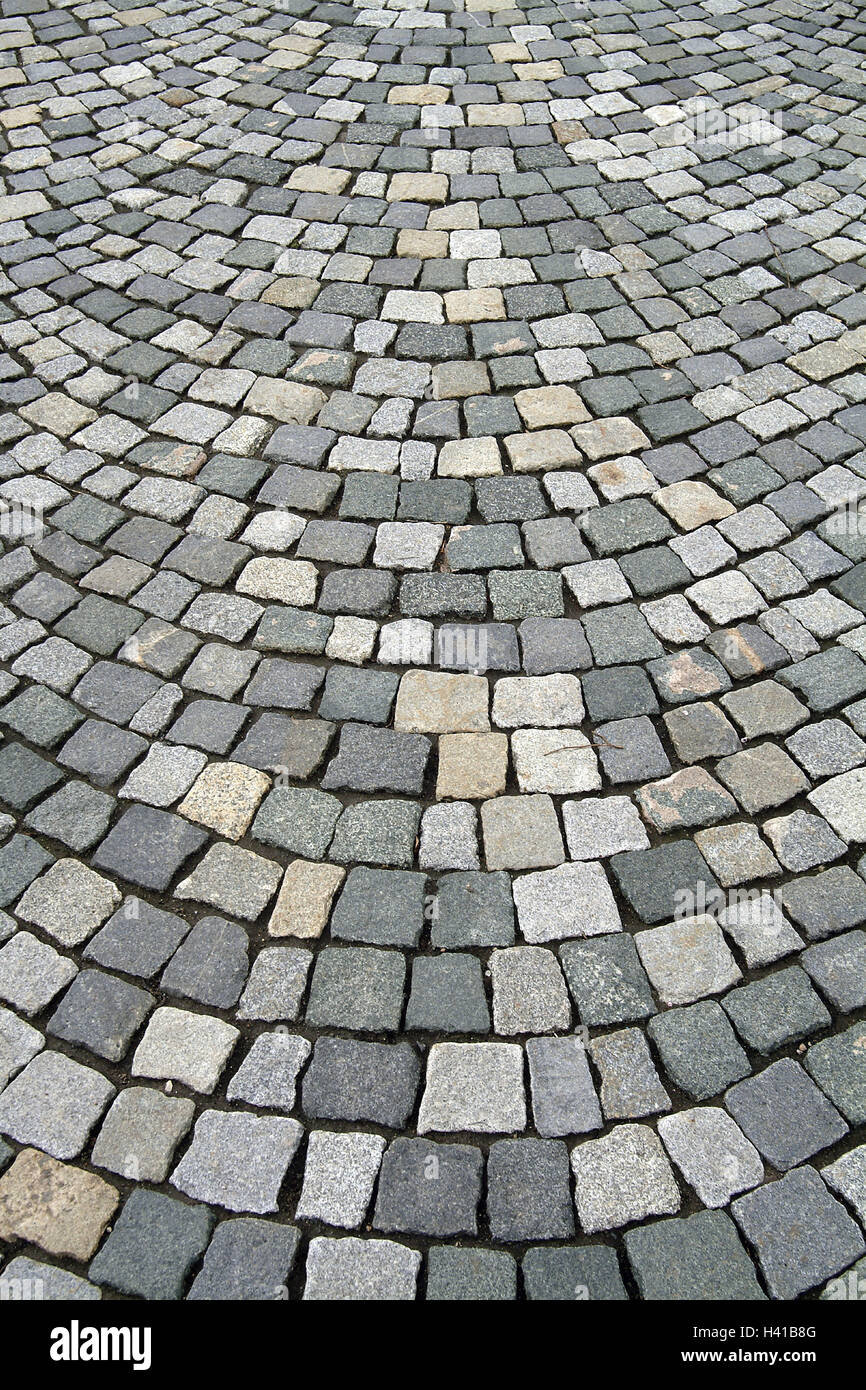 Cobblestones, detail, street, sidewalk, footpath, paving-stones, stones, paved, stones, squarely ...