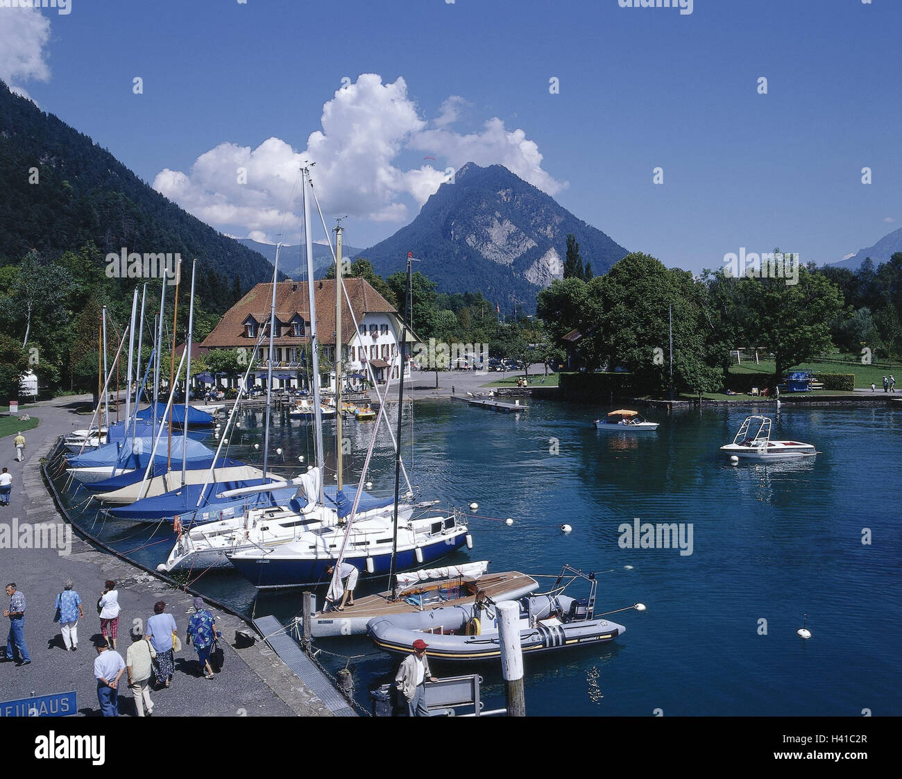 Switzerland, the Bernese Oberland, Thun, Lake Thun, harbour, Thunersee ...