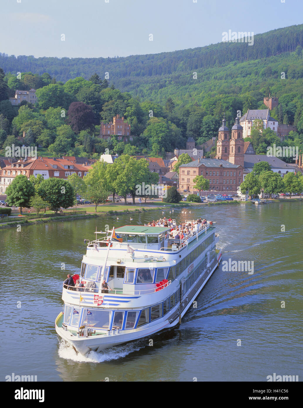 Germany, Hessen, mountain Milten, town view, the Main, excursion boat ...