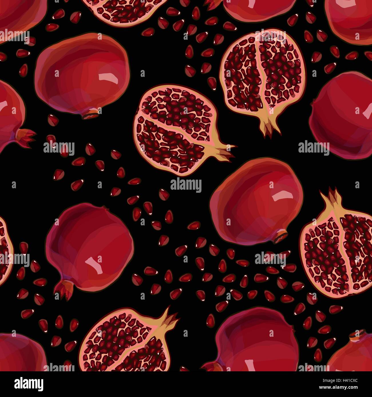 tasty pomegranates, vector seamless pattern Stock Vector Image & Art ...